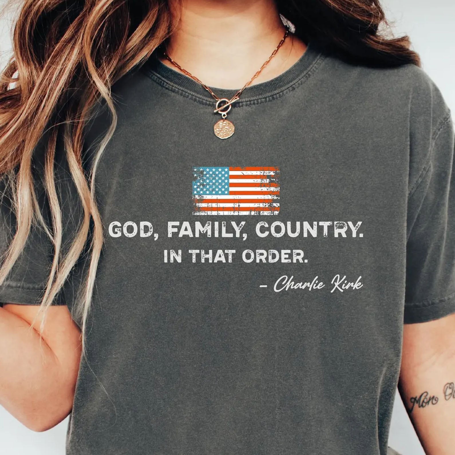 God Family Country In That Order Charlie Kirk Shirt | Justice Charlie ...