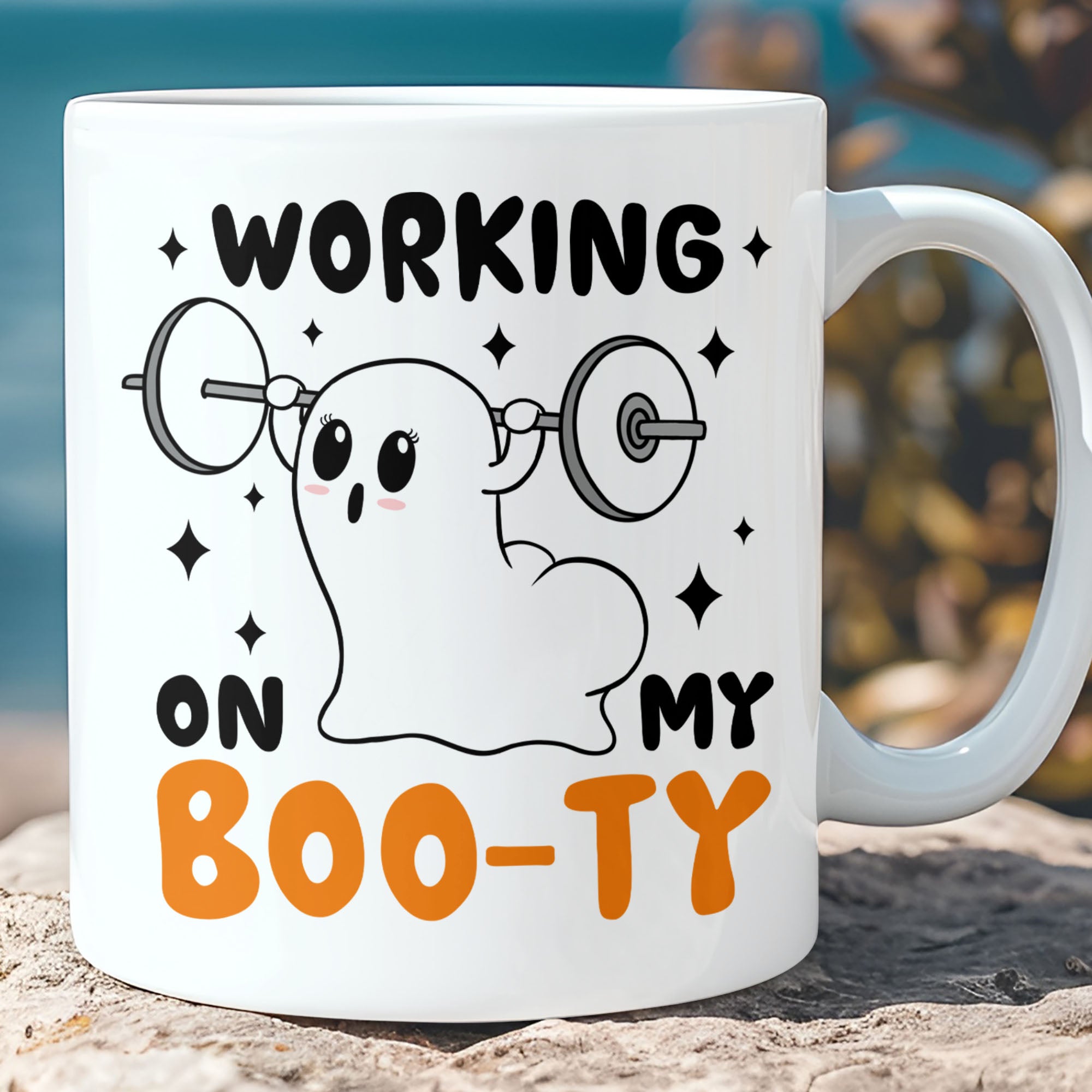 Working On My Boo-ty Ghost Mug, Funny Halloween Mug, Cute Ghost Mug ...