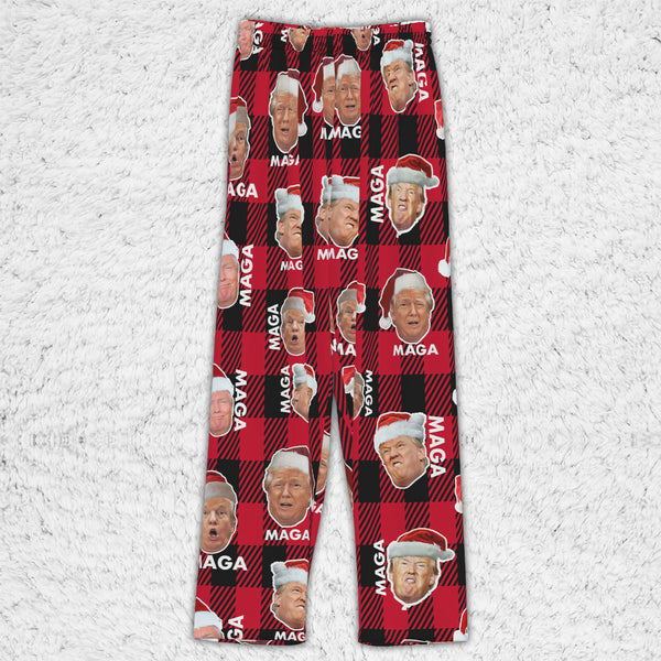 Funny Trump Face MAGA Pajamas,Trump Christmas Pajamas, Trump Won 2024 ...