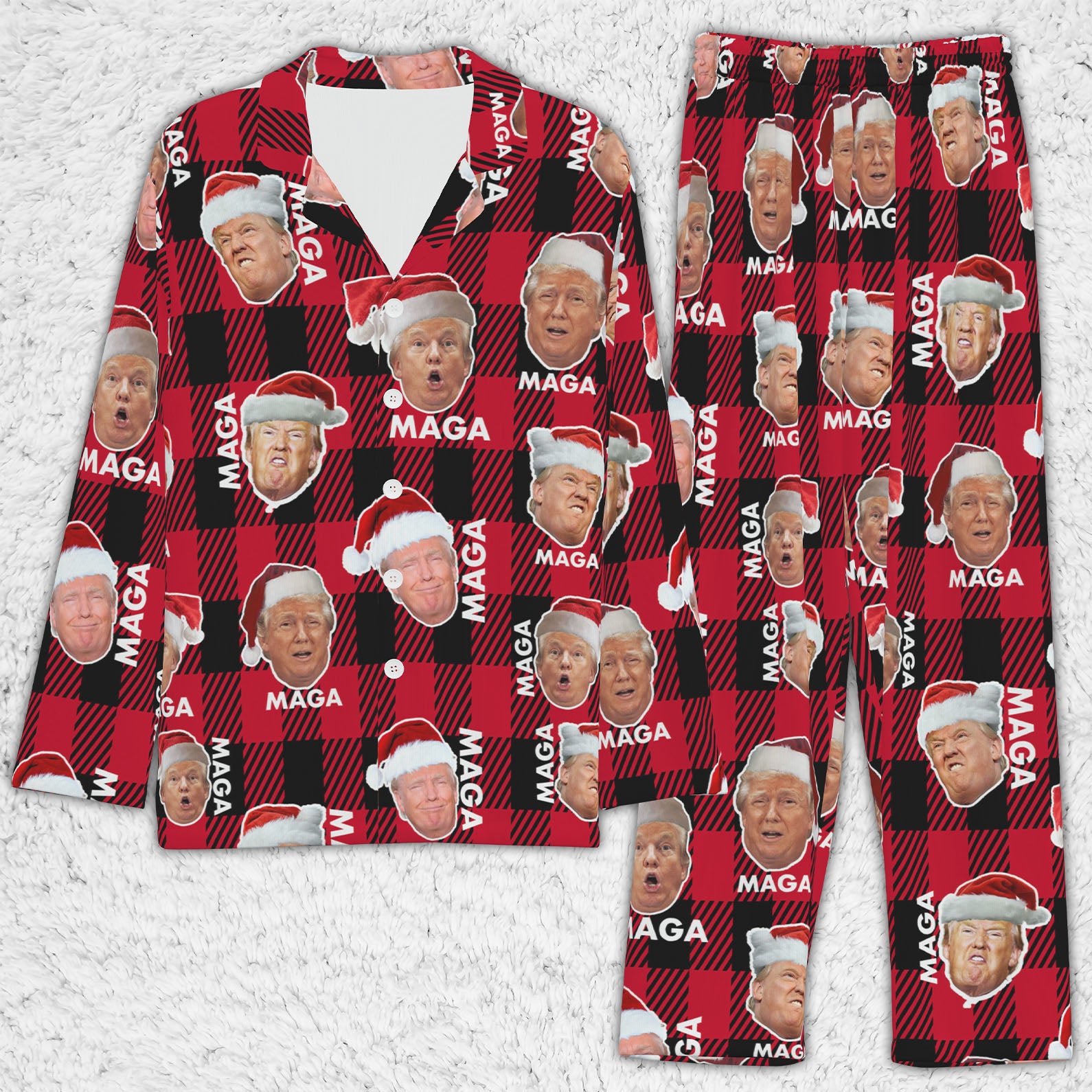 Funny Trump Face MAGA Pajamas,Trump Christmas Pajamas, Trump Won 2024 ...