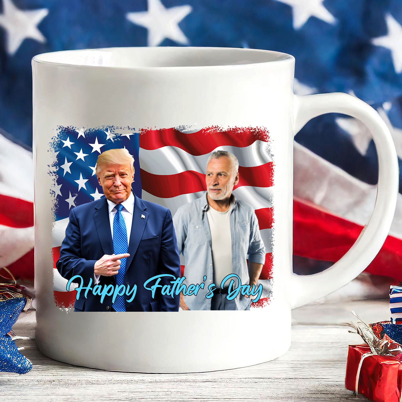 Happy Father's Day Mug, Personalize Custom Photo with Trump Mug, Photo ...