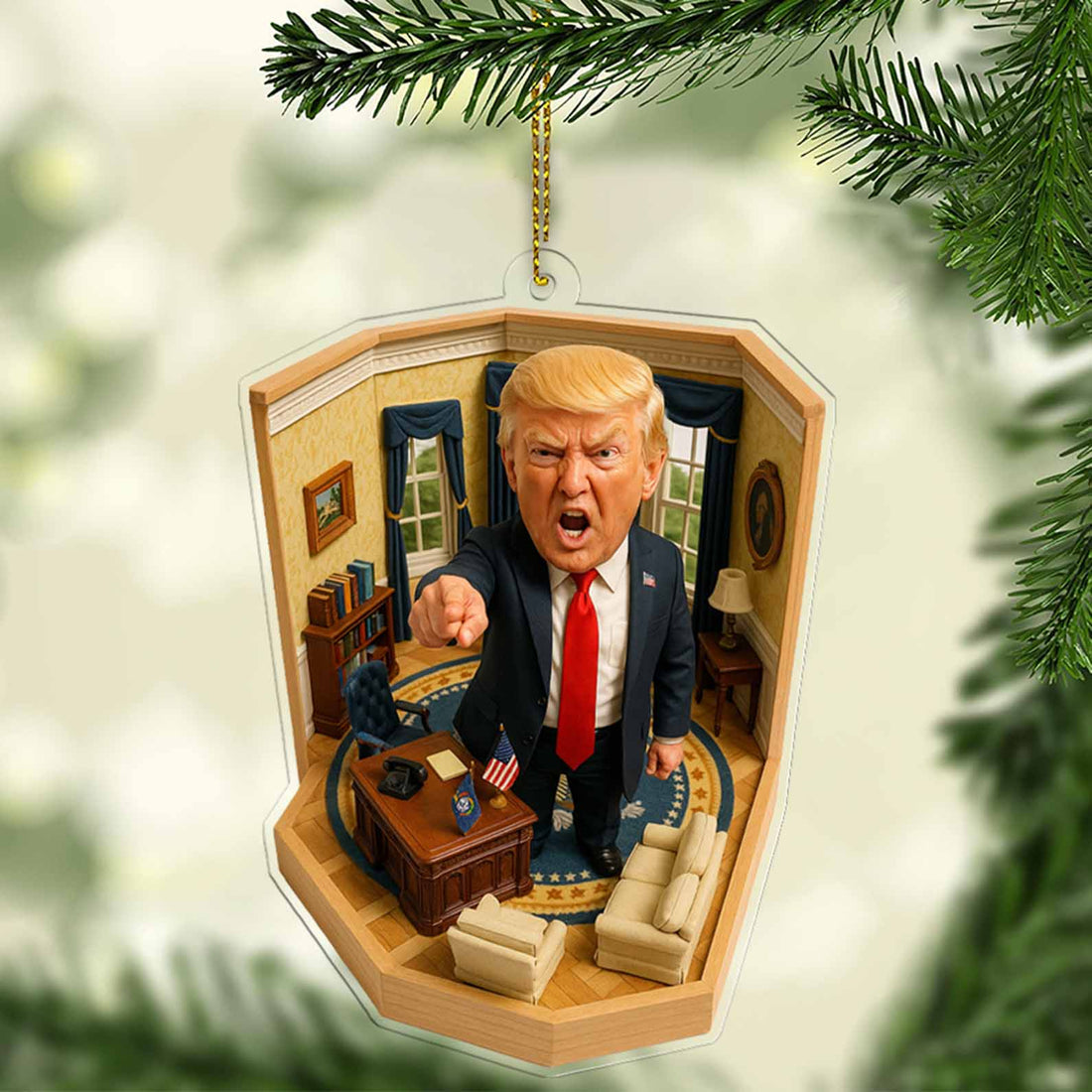 President Trump Command Pose in Oval Office 2D Acrylic Ornament, MAGA ...