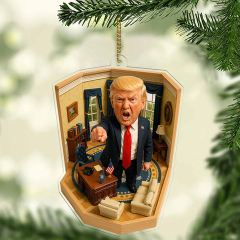 President Trump Command Pose in Oval Office 2D Acrylic Ornament, MAGA ...