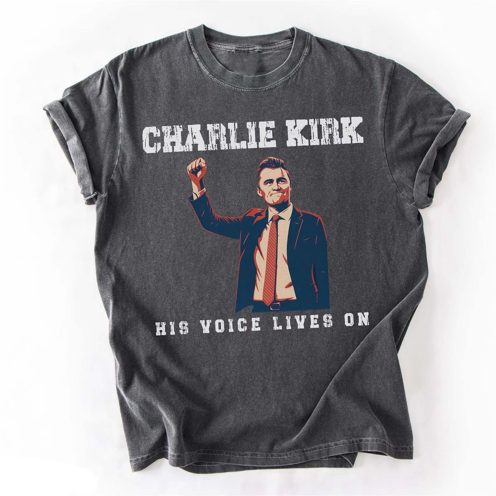 Charlie Kirk His Voice Lives On Shirt, Patriotic Charlie Kirk T-Shirt ...