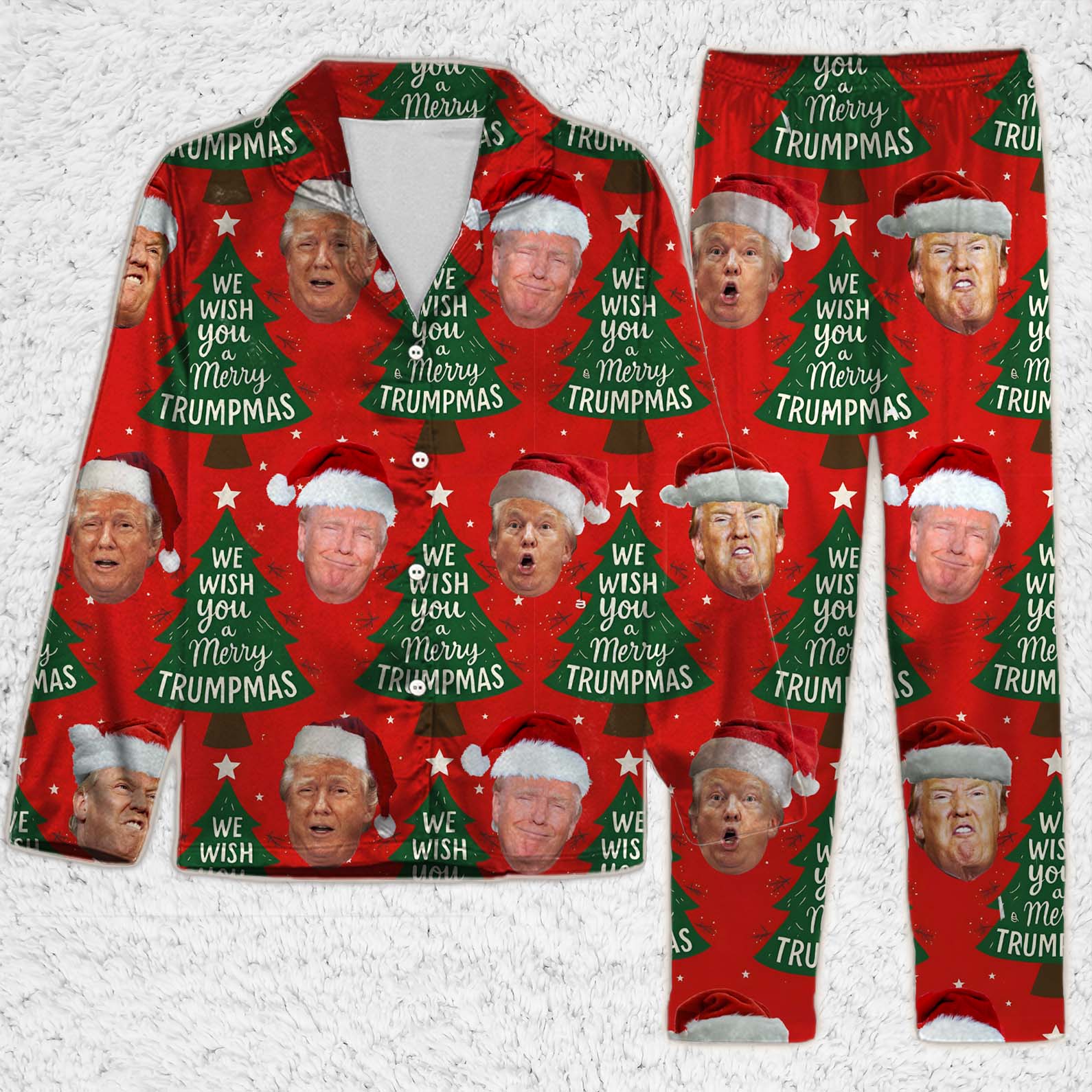 Funny Trump Santa Face Pajamas, President Donald Trump Pajamas, Trump ...