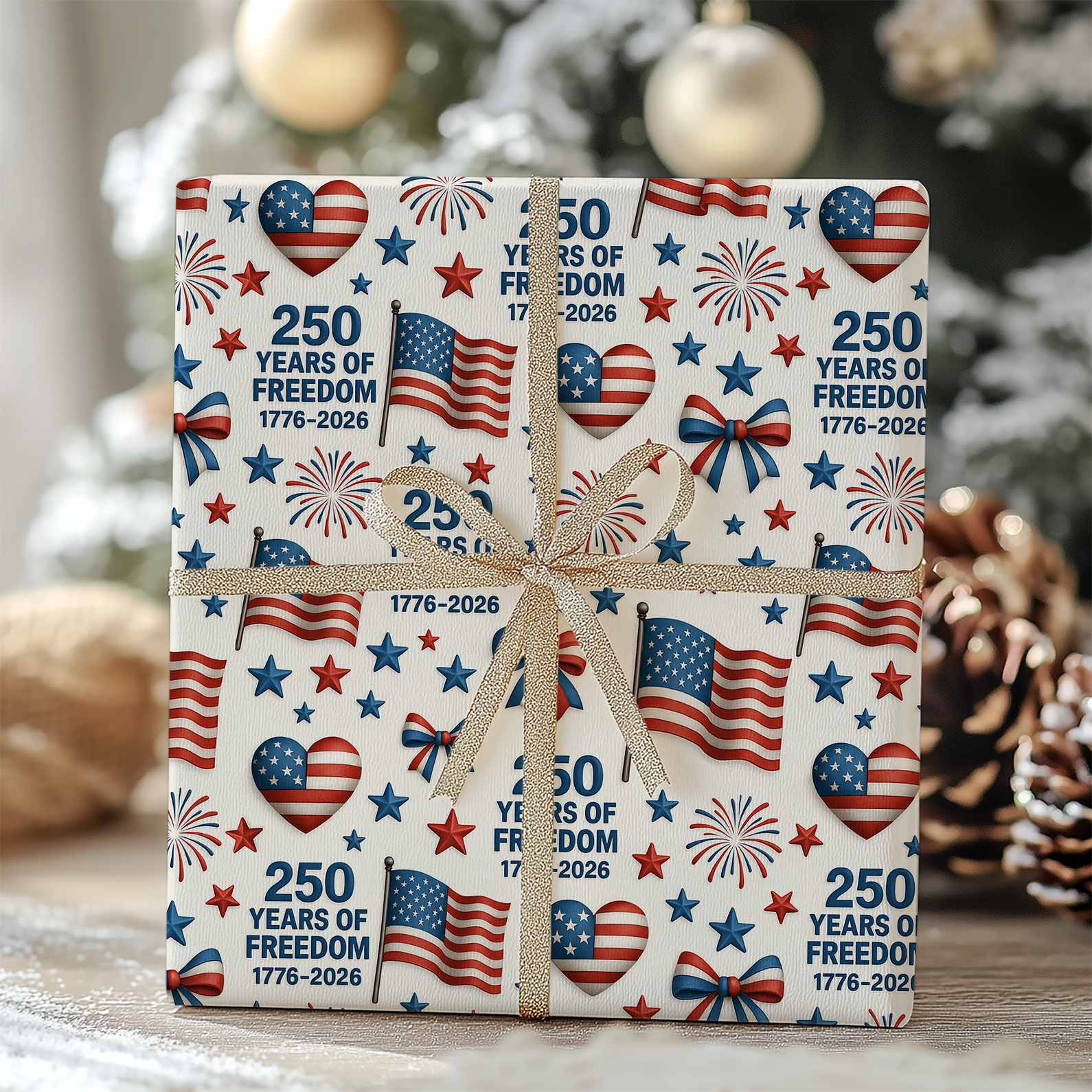 250 Years of Freedom Wrapping Paper, Patriotic 1776–2026 Wrapping Paper ...