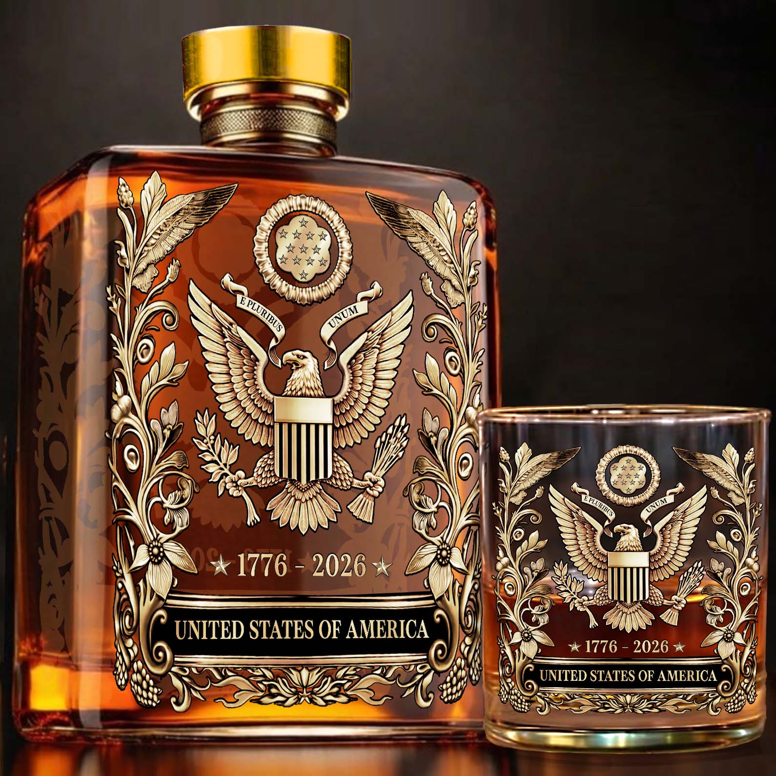 USA 250 Years Anniversary Military Tribute Whisky Decanter, Patriotic ...