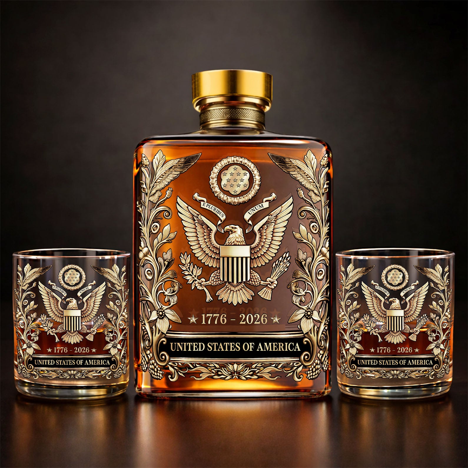 USA 250 Years Anniversary Military Tribute Whisky Decanter, Patriotic ...