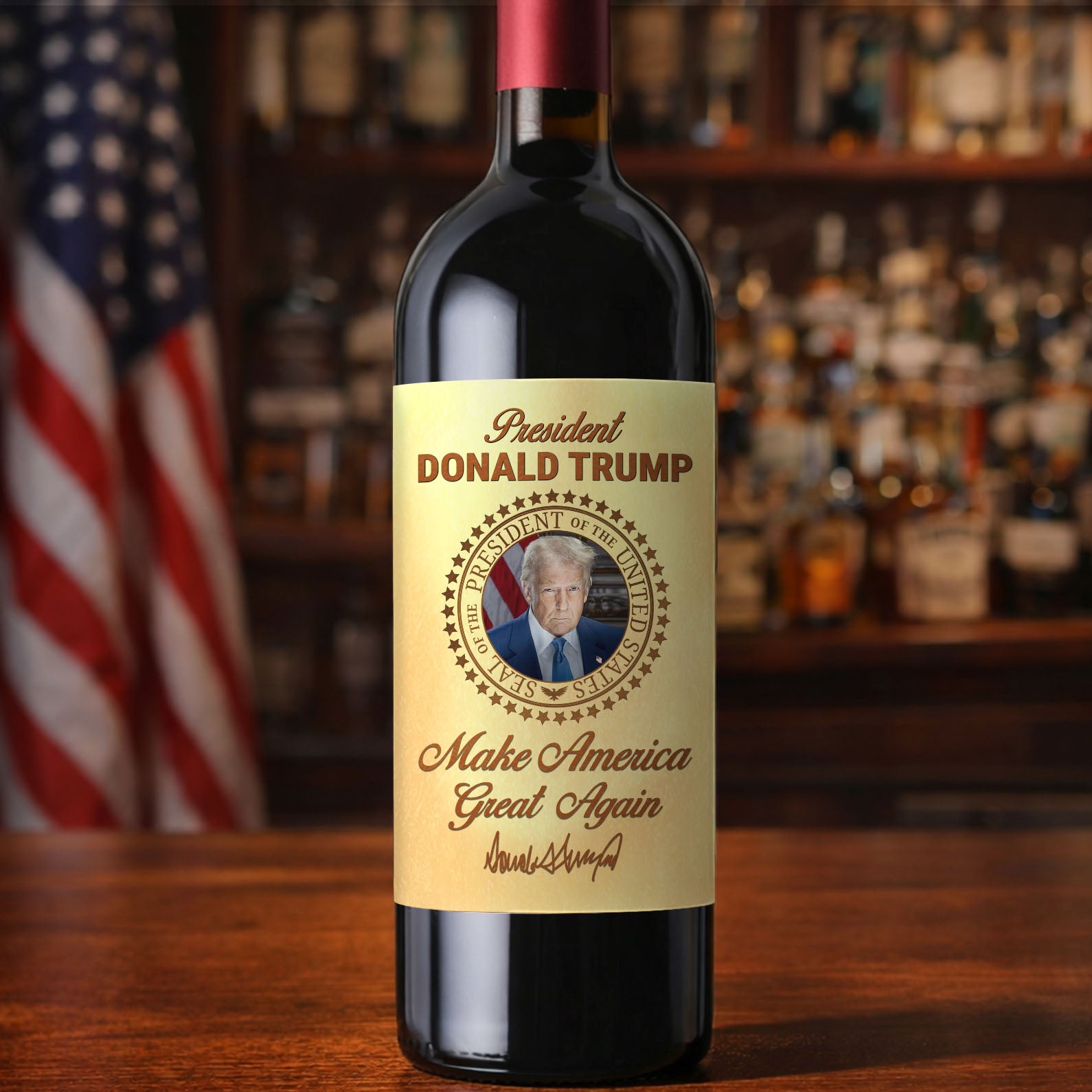 President Donald Trump Wine Label, Trump 45 47 Wine Bottle Label, MAGA ...