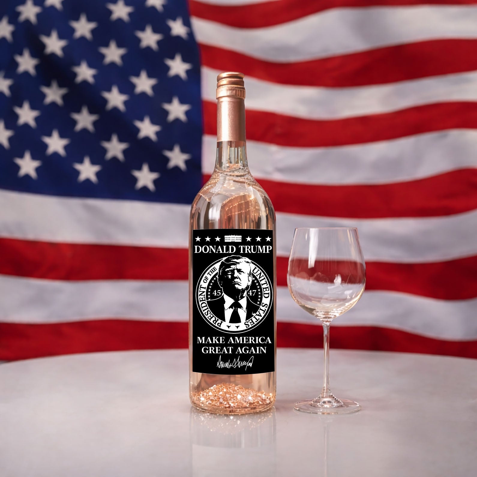 President Donald Trump Wine Label, Trump Wine Bottle Label, MAGA Wine ...