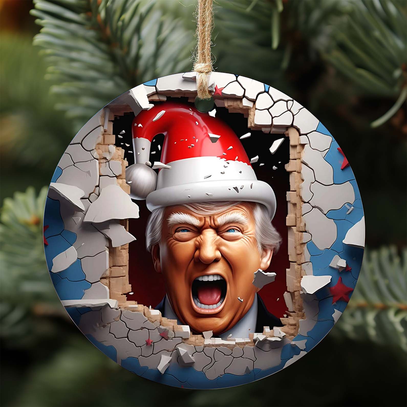 3D Santa Trump Christmas, Trump DIY Xmas Ceramic Ornament, Perfect for ...
