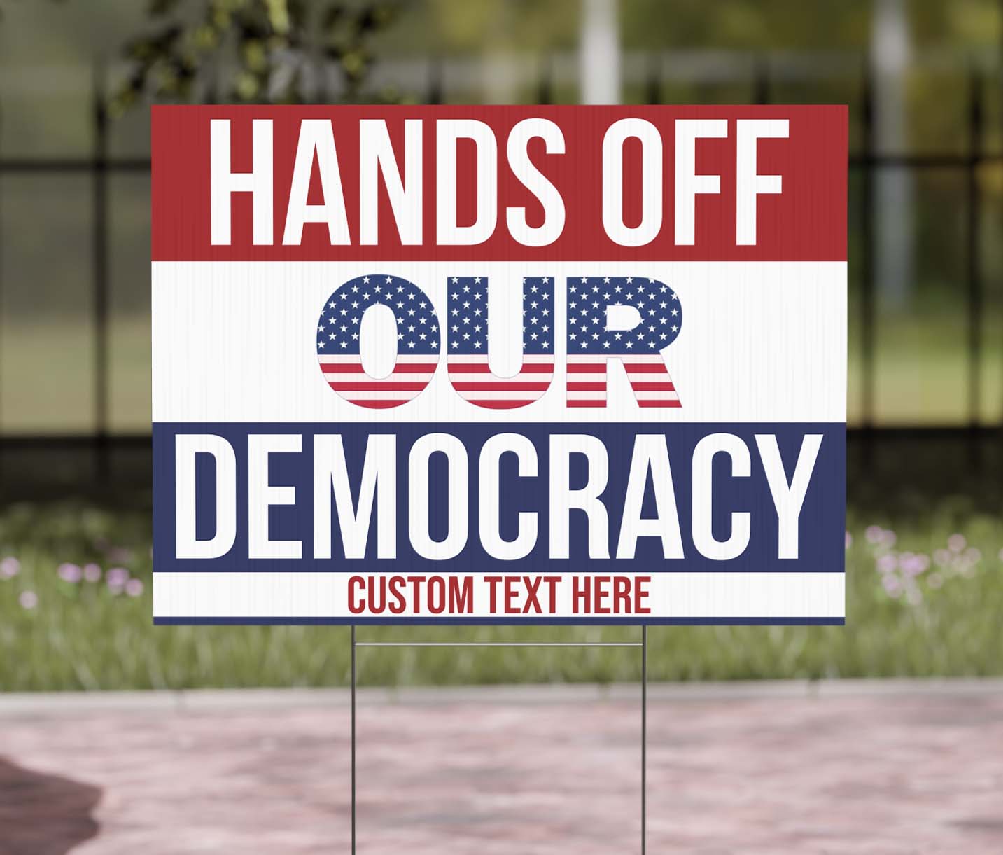 Personalized Hands Off Our Democracy Yard Sign – Custom 8647 Anti Trump ...