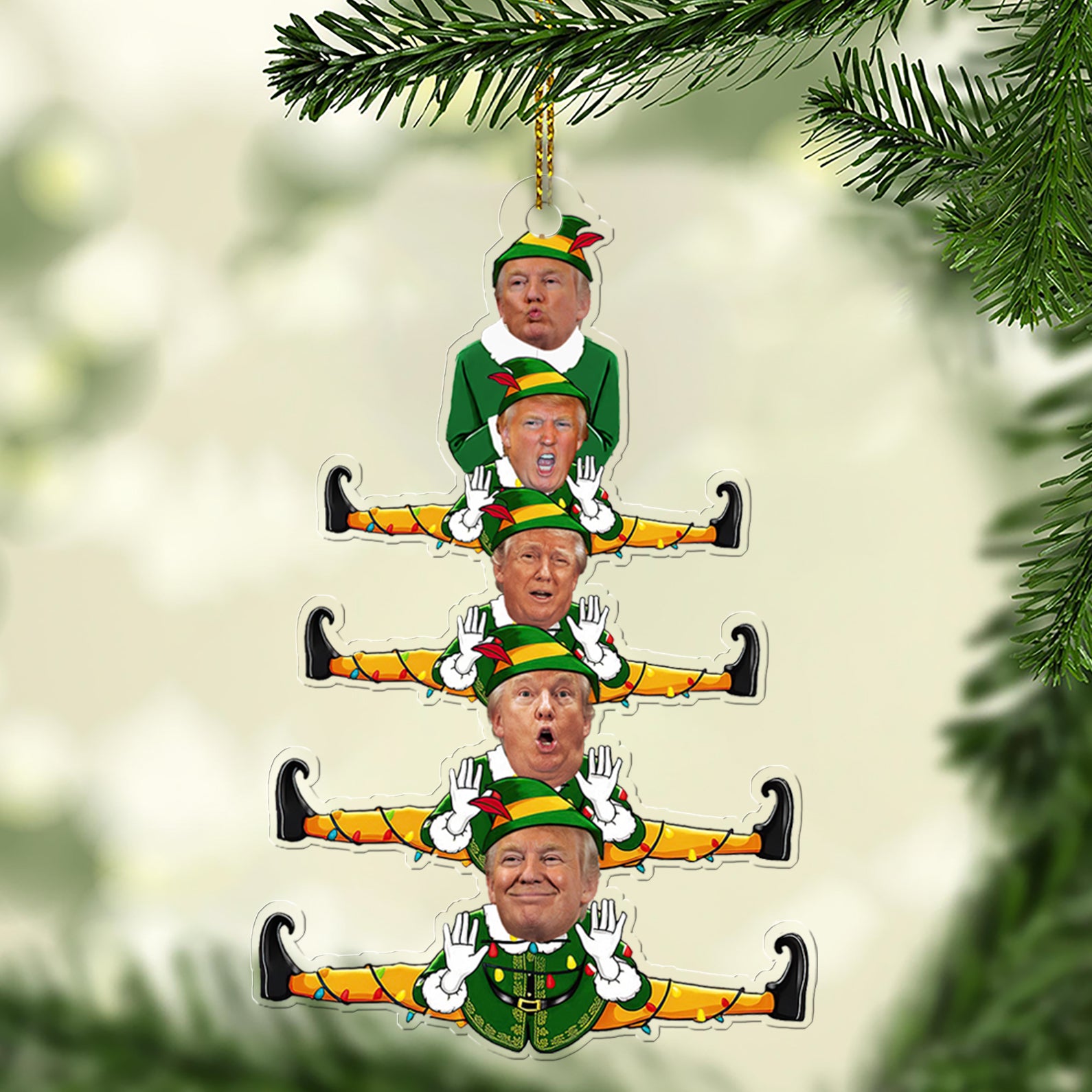 Donald Trump Elf Family Acrylic Ornament, Funny Cartoon Trump Christmas ...