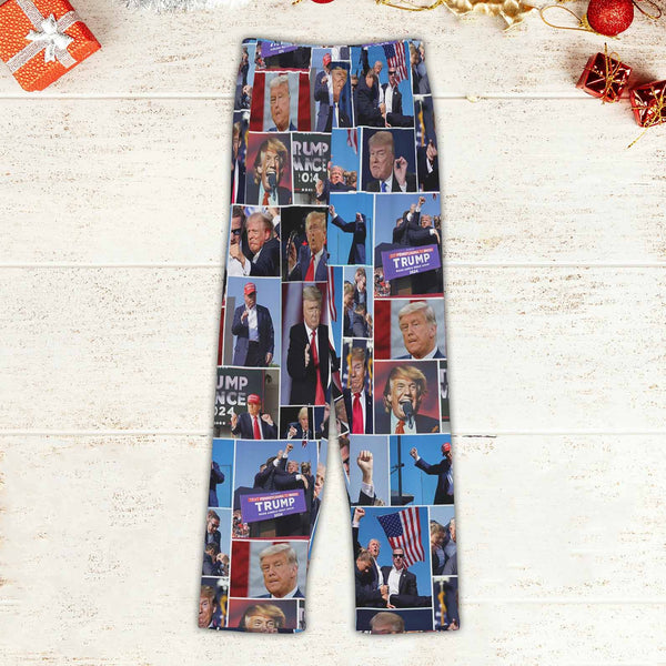 Trump Face Collage Pajamas, Trump Christmas Pajamas, Trump Won 2024 ...