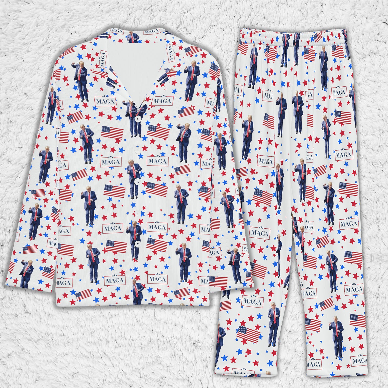 Trump Dancing MAGA Pajamas, Funny Trump Christmas Pajamas, Trump Won ...