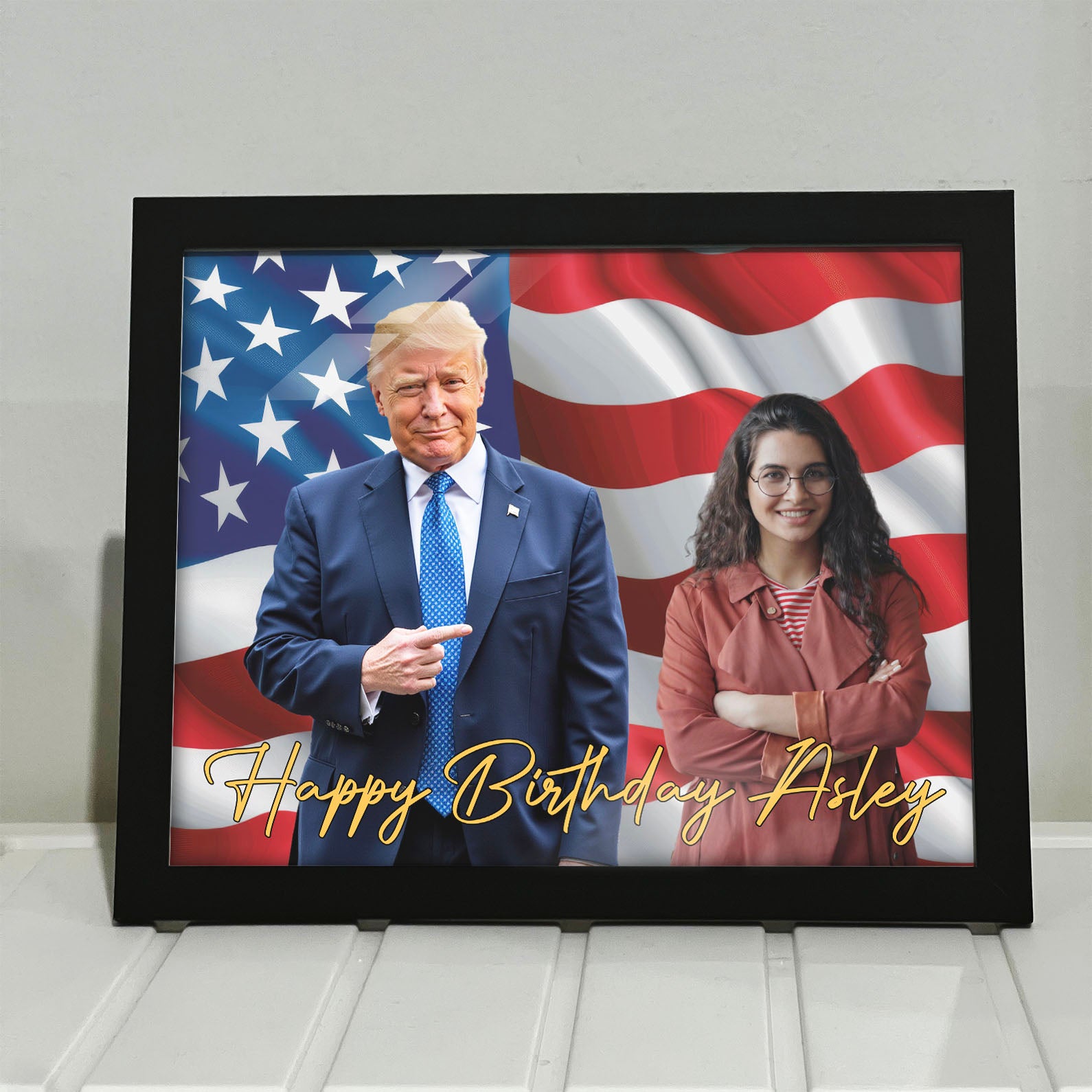 Happy Birthday Frame, Personalize Custom Photo with Trump Picture Frame ...