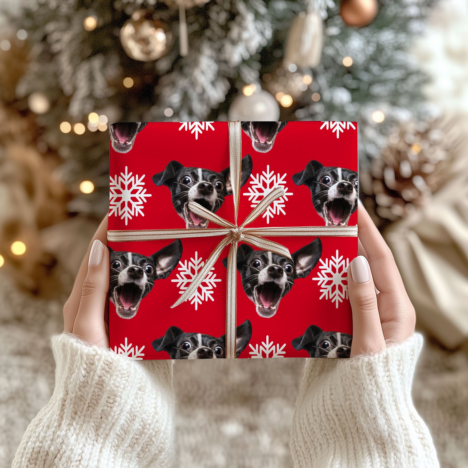 Personalised With ANY Face Snowflake Wrapping Paper, Funny Heads Print ...