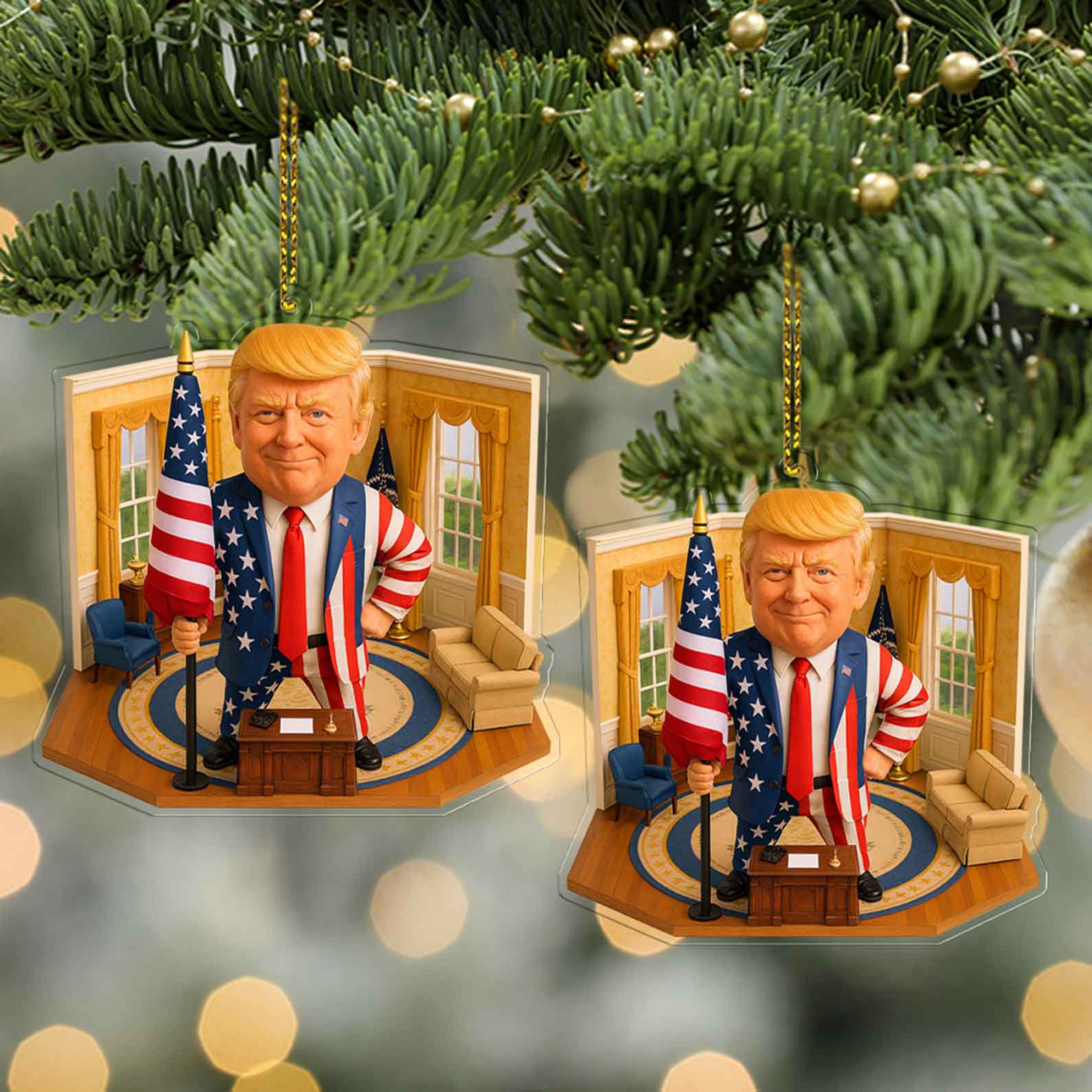 President Trump Oval Office 2D Acrylic Ornament, Patriotic MAGA ...