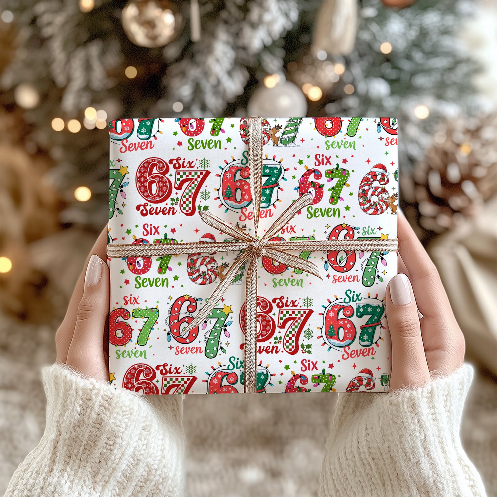Funny 6 7 Wrapping Paper | Six Seven Christmas Wrap | 67 Meme Funny ...