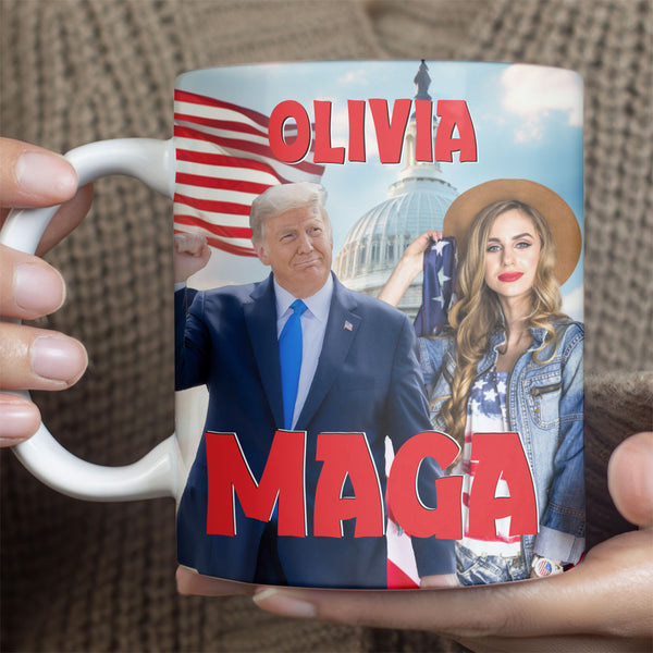 Photo With Donald Trump Custom Photo Full Wrap Mug, Birthday Mug ...