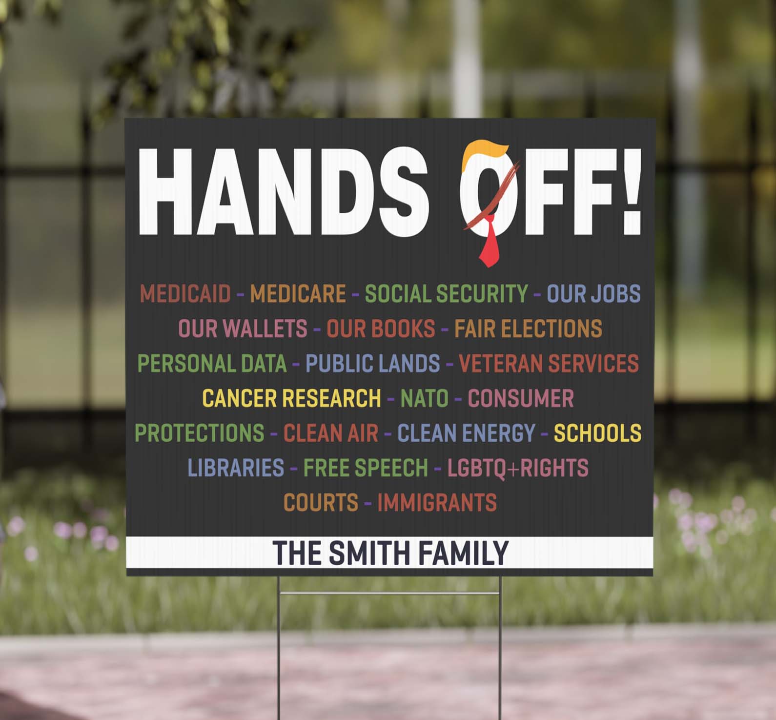 Personalized Hands Off Yard Sign – Progressive Political Yard Sign for ...