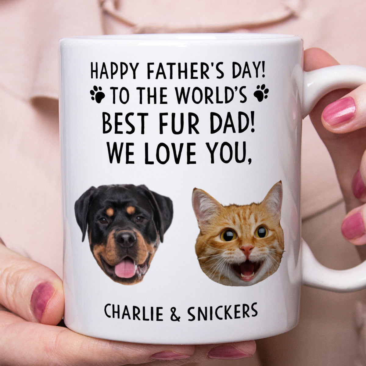 To The World Best Fur Dad Personalized Custom Photo Dog Cat Pet Mug ...